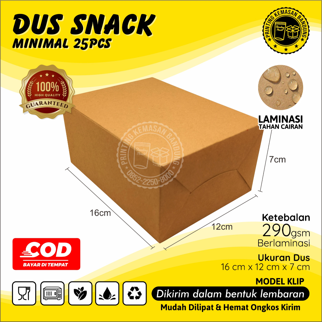 Jual Dus Snack Box 16x12x7 Kraft 290gsm Nasi Kotak Kue Roti Bakar ...
