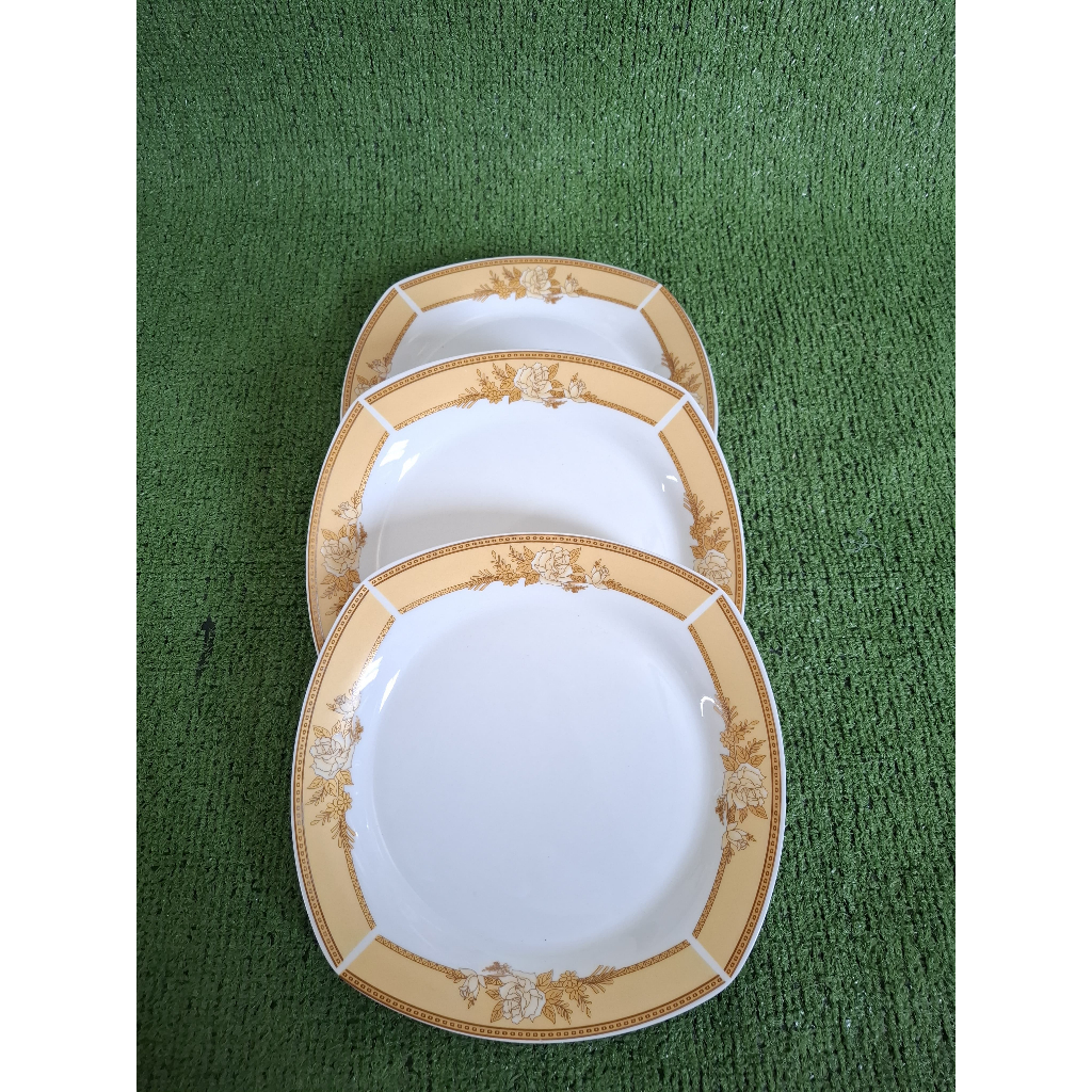 Jual Piring makan 10 inch keramik porcelain resto hotel model persegi ...
