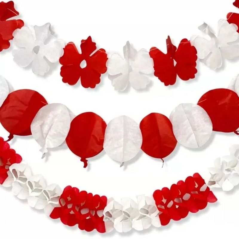 Jual TERMURAH GARLAND BUNGA PANJANG MERAH PUTIH 2,5 METER DEKORASI 17 ...