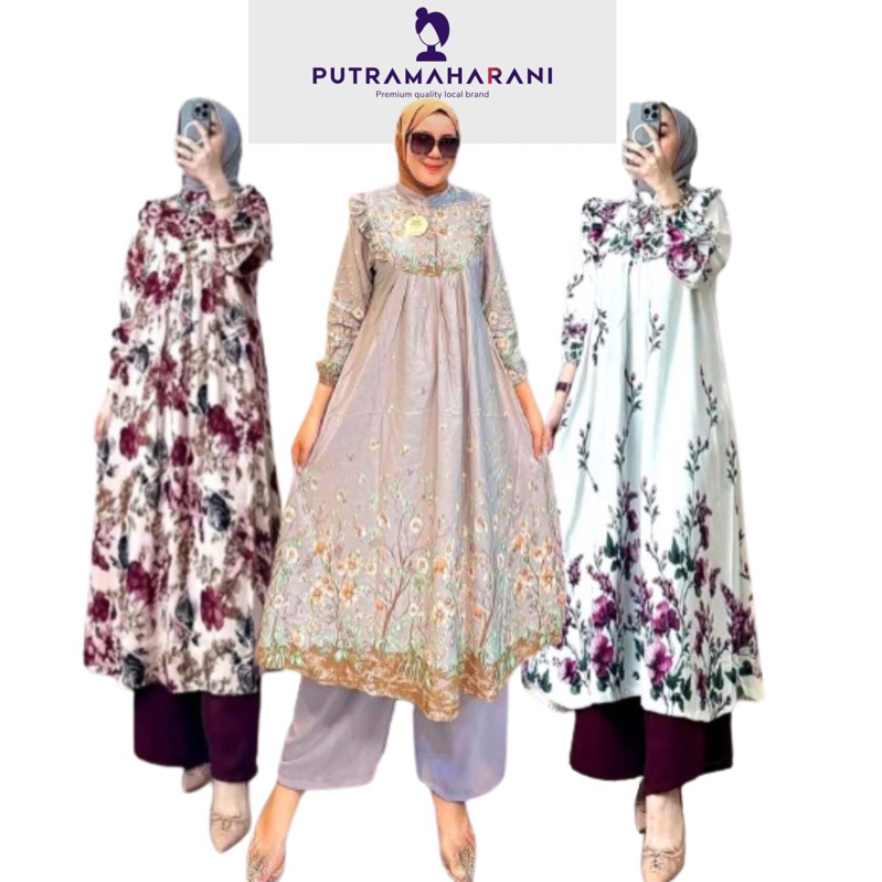 Jual one set long tunik setelan wanita dewasa kekinian motif terbaru ...