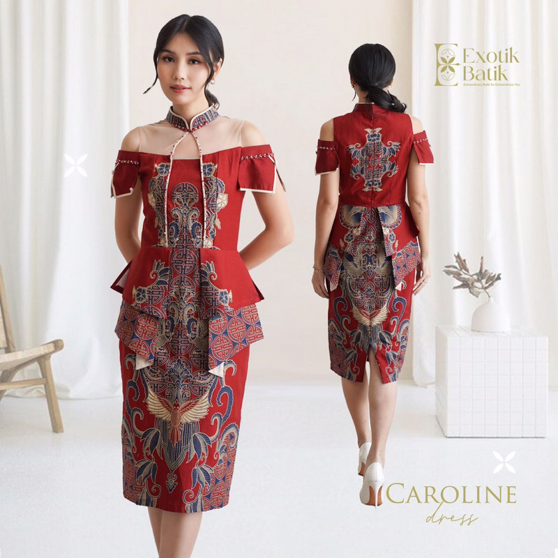 Jual Caroline Batik Dress/Batik Couple Set/Batik Pesta/Batik kondangan ...