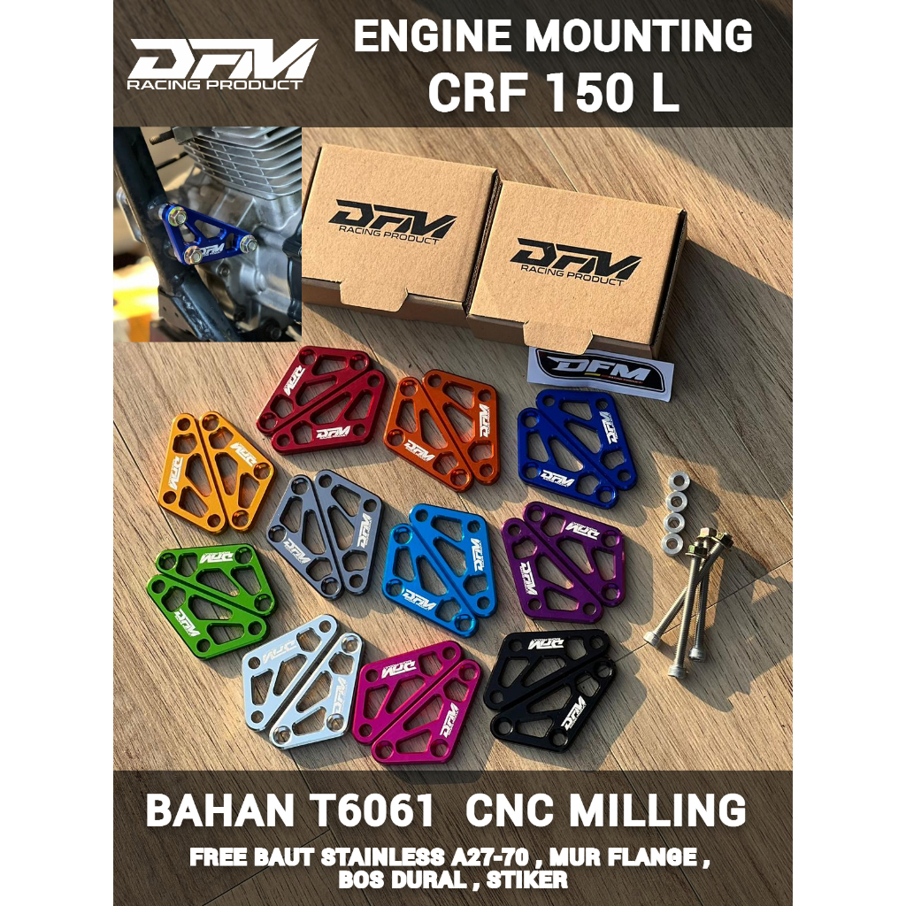 Jual Pangkon Bracket Mesin Crf 150L Cnc DFM racing product bahan t6061 ...