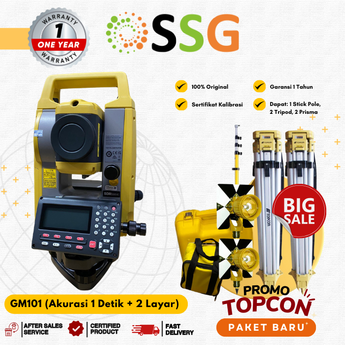 Jual Total Station TOPCON GM-101 GM 101 GM101 Akurasi 1 Detik 2 Display - Paket Lengkap | Shopee ...