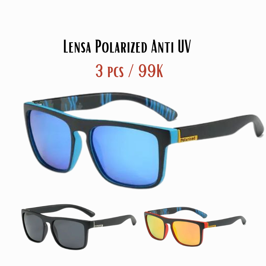 Jual 3pcs 99ribu Kacamata Polarized Pria dan Wanita Anti UV Anti Radiasi Warna Hitam Biru Orange ...