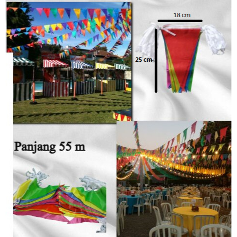 Jual 150pcs Bendera Segitiga warna warni dan merah putih Bendera ...