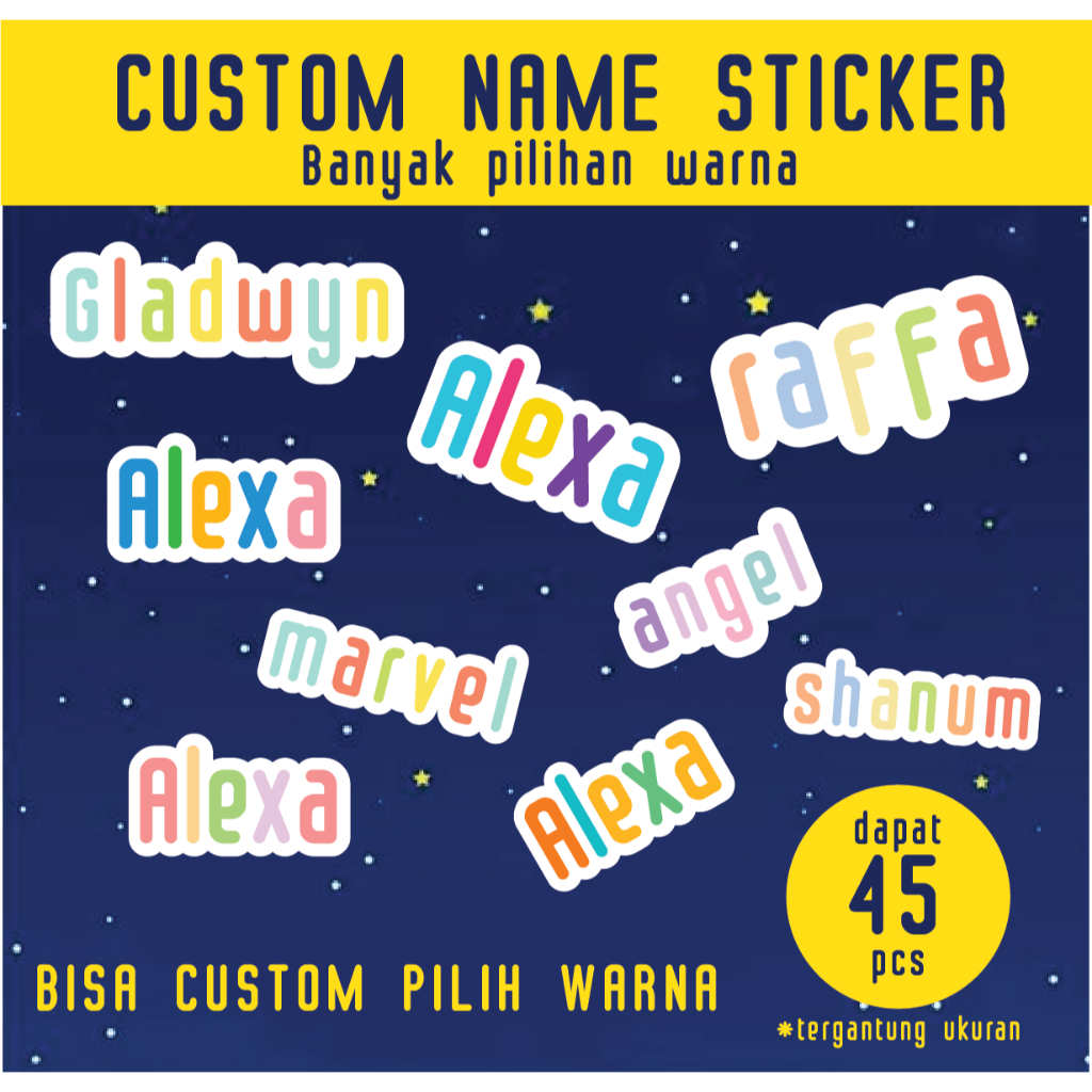 Jual Stiker Nama Custom Rainbow Text – Sticker Nama Anak & Hampers Unik ...