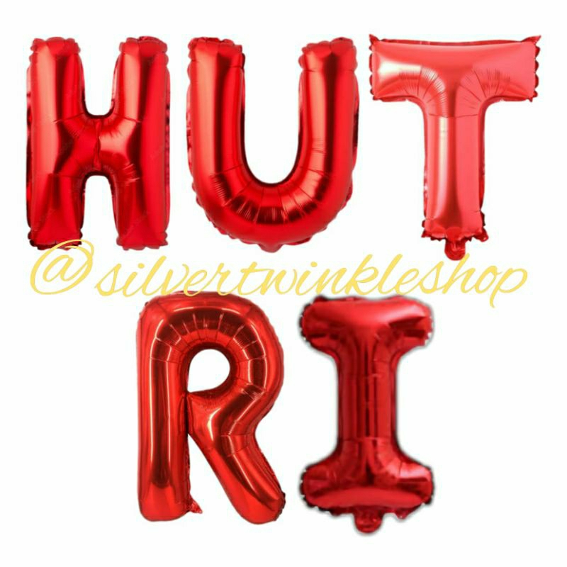 Jual Balon foil tulisan HUT RI warna merah kemerdekaan indonesia 17 ...