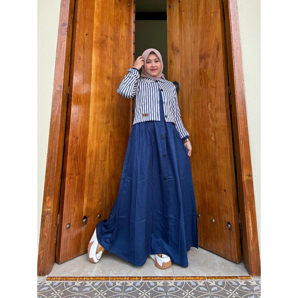 Jual Gamis Amanda Najiha Cardigan Salur Codoyre Premium Mix Rayon Twill ...