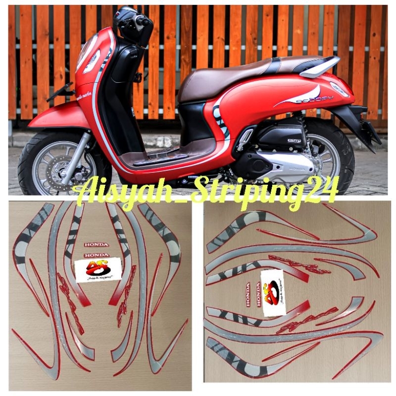 Jual (COD)striping lis bodi motor scopy stylis 2021 merah doff | Shopee ...