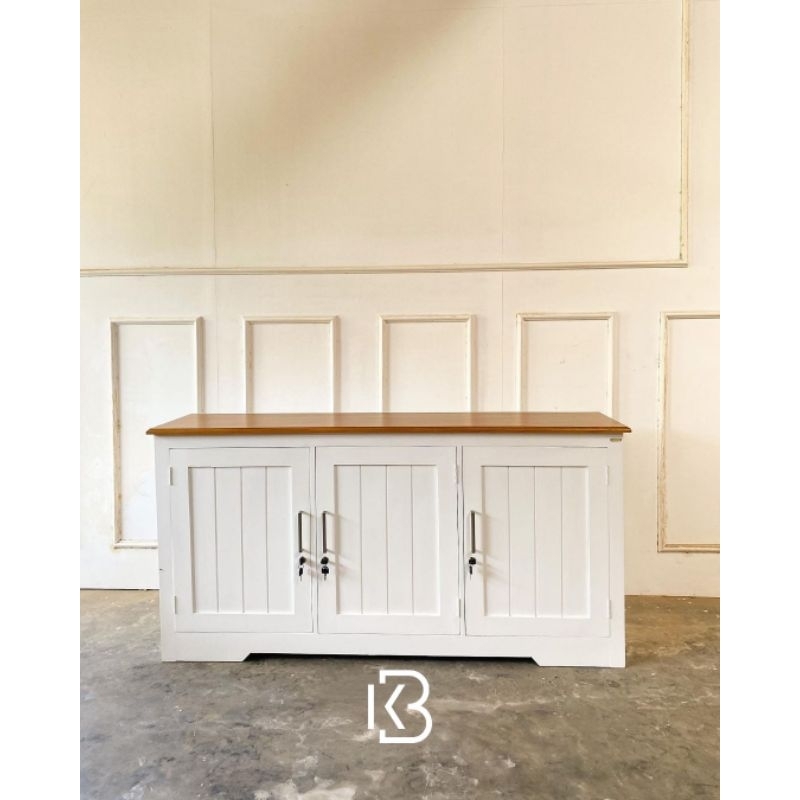 Jual buffet minimalis rak tv minimalis kayu duco putih | Shopee Indonesia