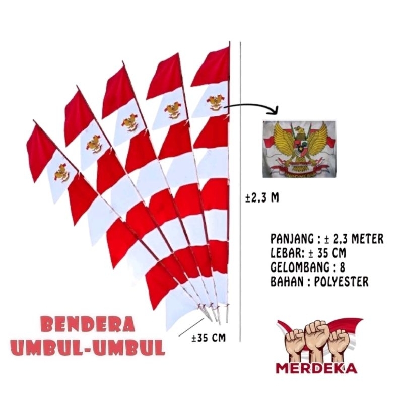Jual Bendera Ubul Umbul 8 Daun Gerigi Merah Putih Warna Warni Garuda ...