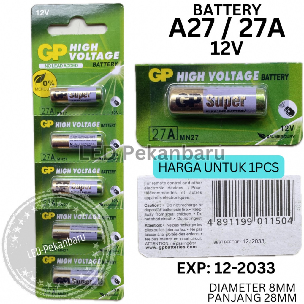 Jual BATTERY ALKALINE 27A 27AF A27 MN27 BATT BATERAI REMOT MOBIL BATRAI 12V | Shopee Indonesia