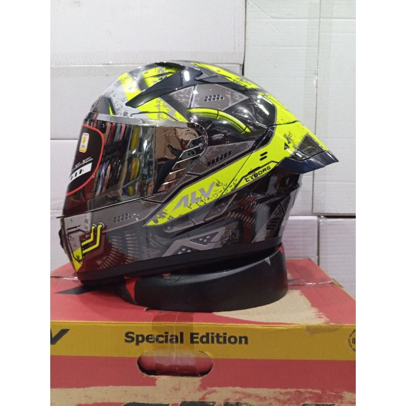 Jual HELM FULL FACE ALV GENESIS CYBORG BLACK YELLOW | Shopee Indonesia