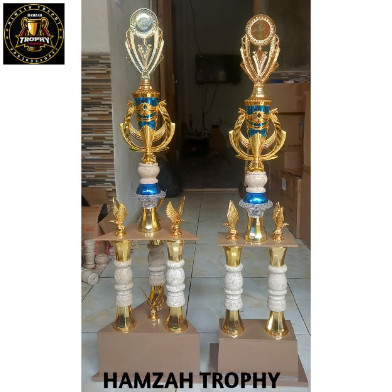 Jual Trophy piala 1 set kaki 3 dan 2 juara 1 dan 2 bok kayu coklat ...