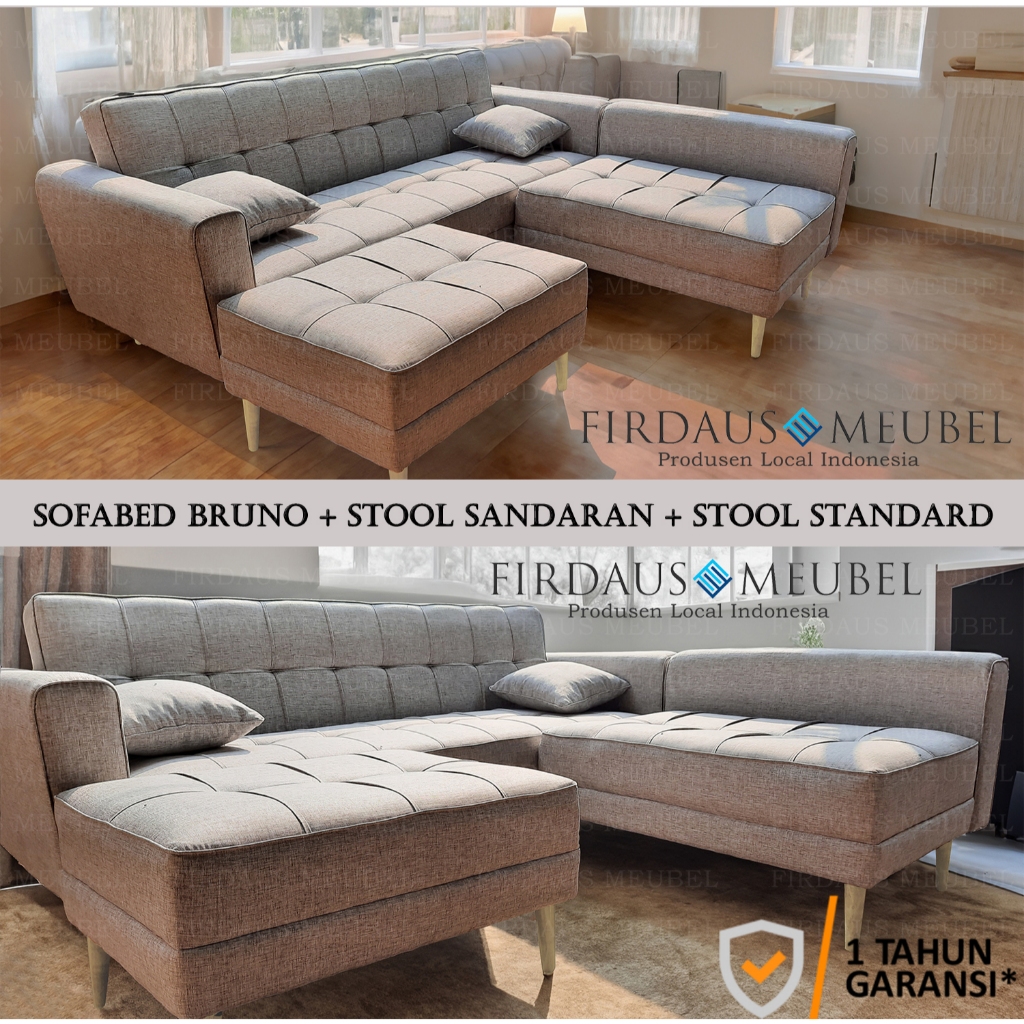 Jual 𝐅𝐢𝐫𝐝𝐚𝐮𝐬𝐌𝐞𝐮𝐛𝐞𝐥 | Sofa Bed Bruno + Stool Sandaran + Stool Standard ...