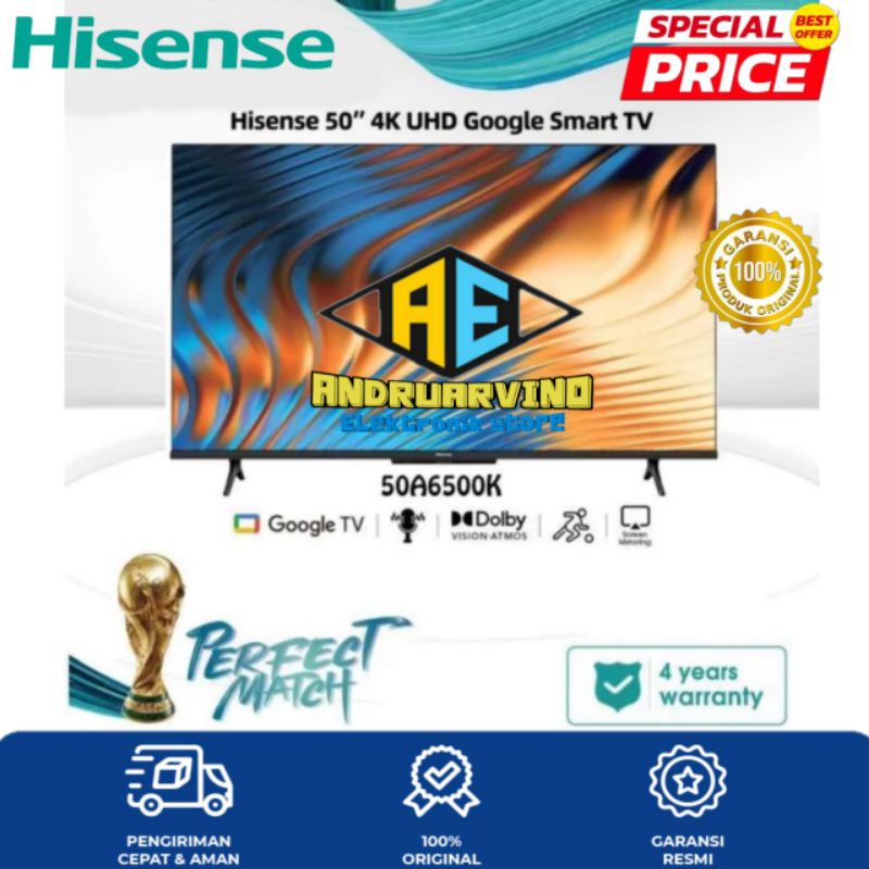 Jual Hisense 50 inch 50A6500K 4K UHD Google TV-Hands Free Voice Control ...