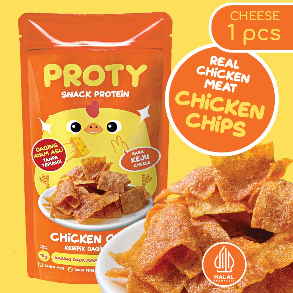 Jual PROTY Chicken Chips Keju Cheese (1 pcs) - Keripik Daging Ayam - Snack Cemilan Tinggi ...
