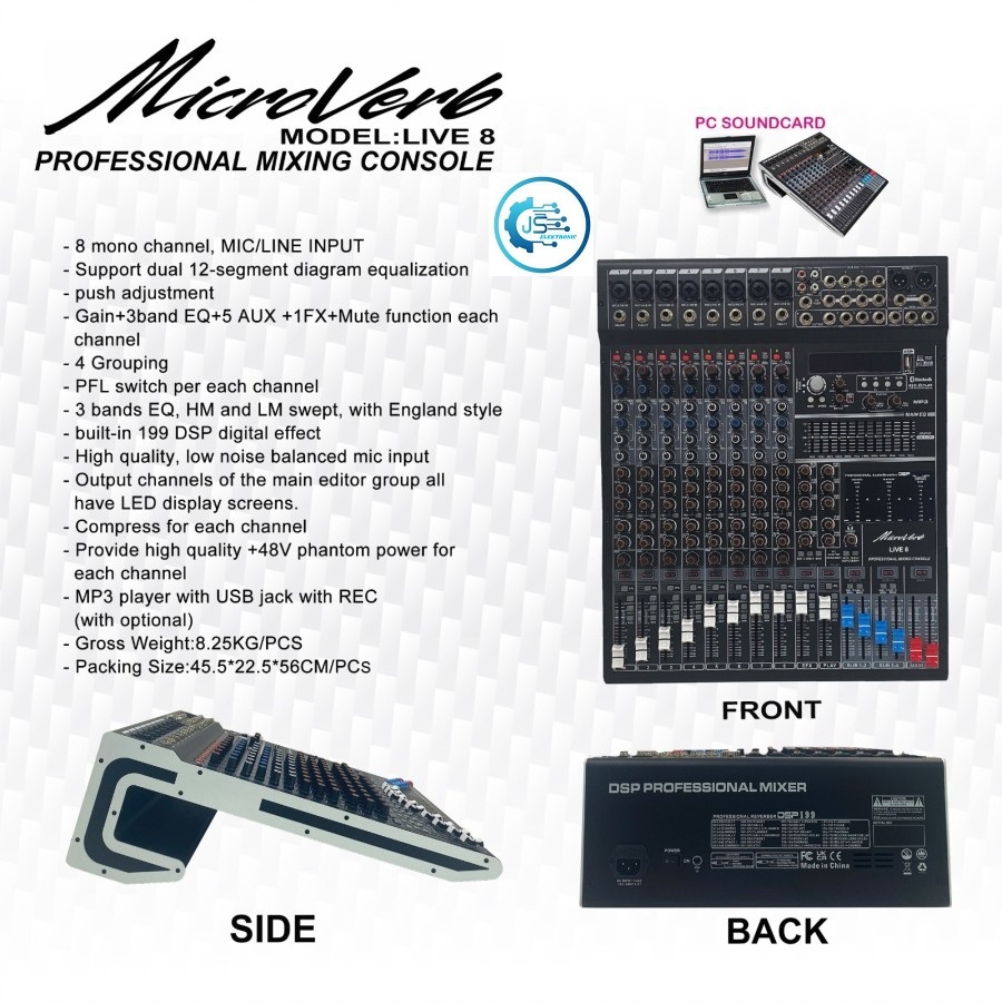 Jual MIXER MICROVERB LIVE8 LIVE 8 8CH USB BLUETOOTH GARANSI 1 TAHUN ...