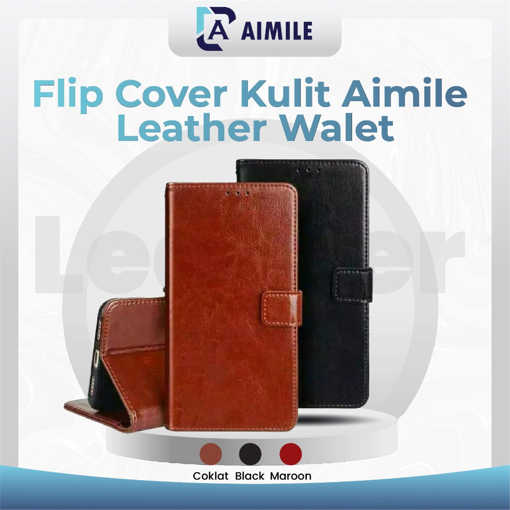 Jual Flip Cover Kulit Aimile Leather Walet Dompet Kulit Oppo Samsung ...
