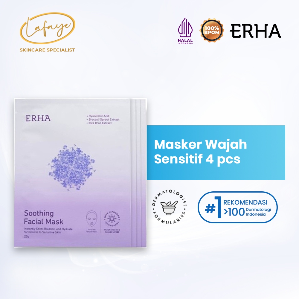 Jual ERHA Masker Wajah Sensitif - Soothing Facial Mask 4 pcs / BPOM ...