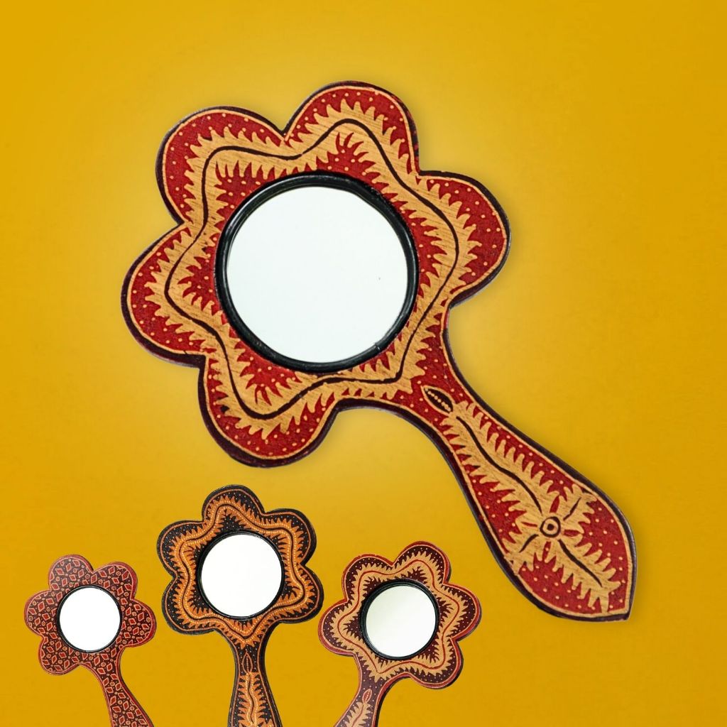 Jual Cermin Kaca Genggam Bunga Makeup Kayu Batik Souvenir 19x10cm ...