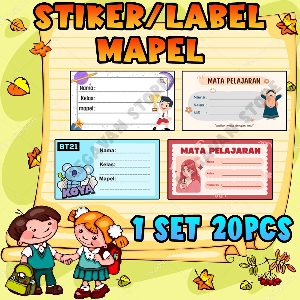Jual STIKER NAMA BUKU MAPEL / LABEL BUKU PELAJARAN SEKOLAH / STIKER ...