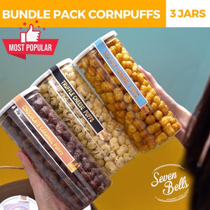 Jual BUNDLE PACK 3 JARS Seven Bells Gourmet Corn Puffs SevenBells ...