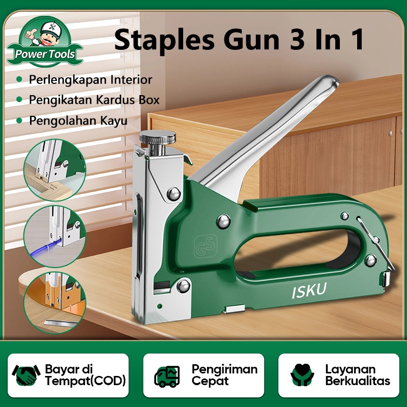 Jual ISKU staple gun staples tembak 3 in 1 chromium molybdenum bisa 3 ...