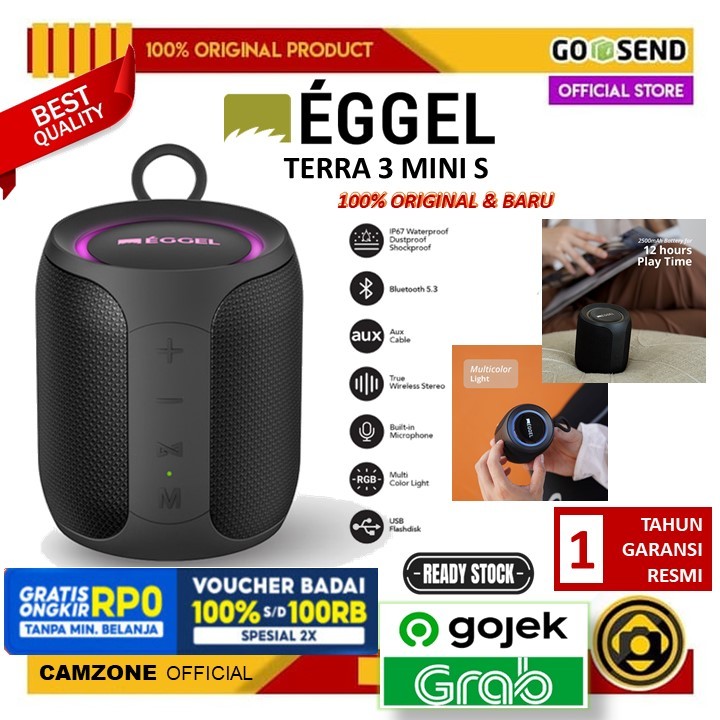Jual Eggel Terra 3 Mini S 360 Waterproof Bluetooth Speaker RESMI ...
