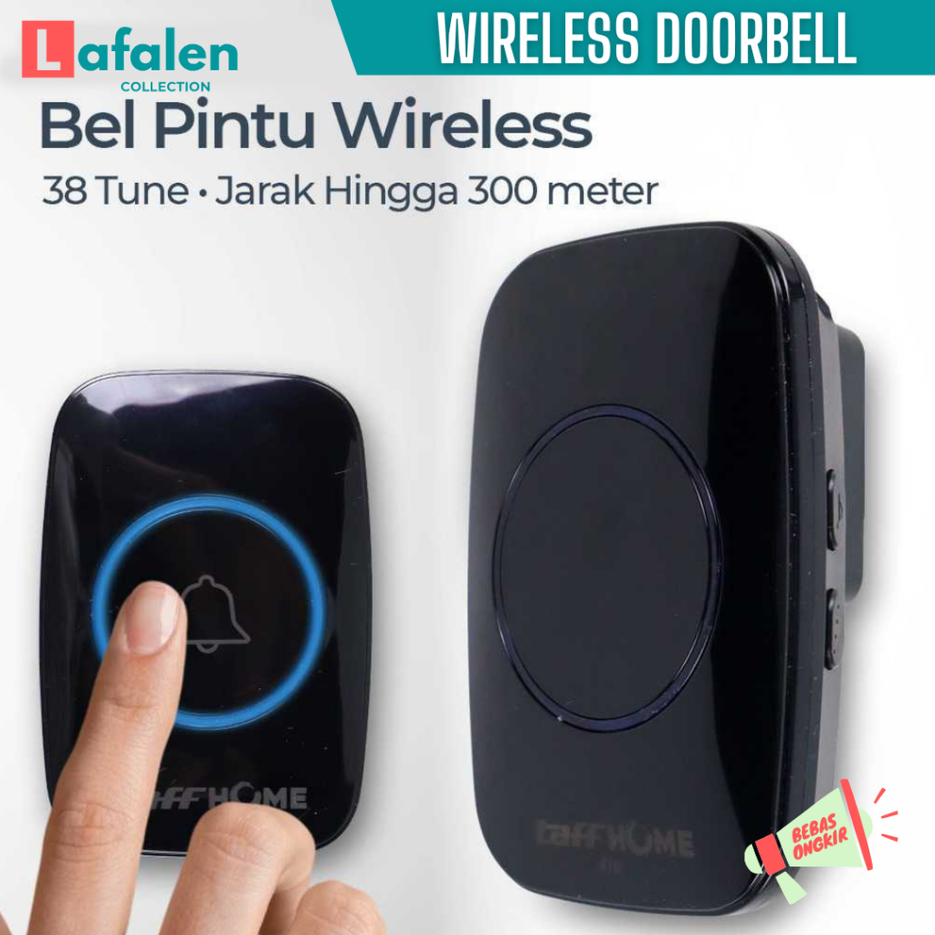 Jual Bel Rumah Tanpa Kabel Wireless 38 Tune 300 Meter Doorbell Alarm Pintu | Shopee Indonesia