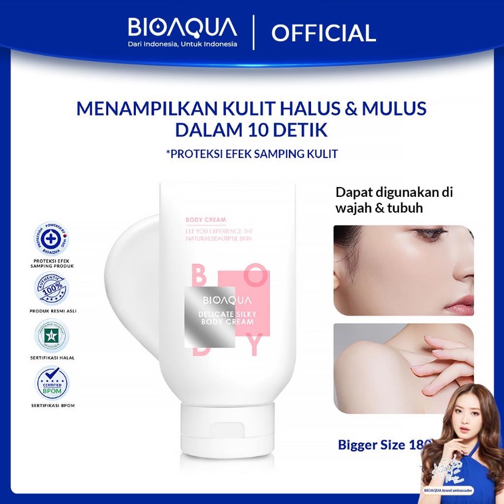 Jual 【BPOM】 BIOAQUA Delicate Silky Cream Wajah Body Cream 180g Dapat ...