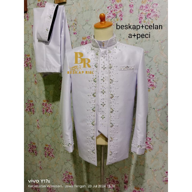 Jual beskap penganti/ beakap akhad/beskap asraf/beskap sunda putih ...