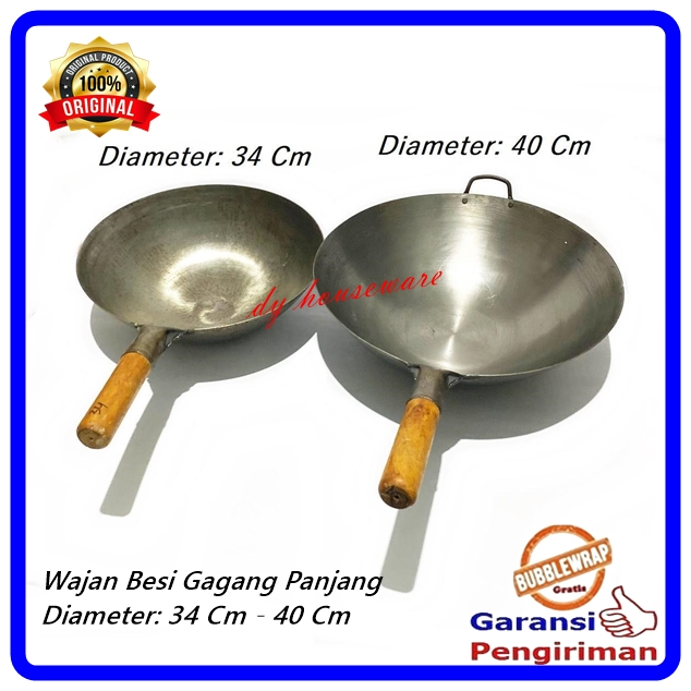 Jual Wajan Besi Gagang Panjang Kuali Nasi Goreng Besi Baja Gagang Kayu ...