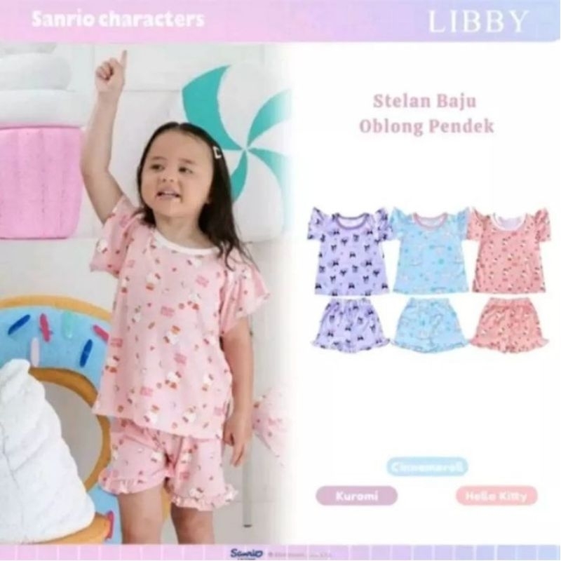 Jual LIBBY Sanrio Setelan Pendek Anak Perempuan Motif Kuromi Cinnamoroll & Hello Kitty | Shopee ...