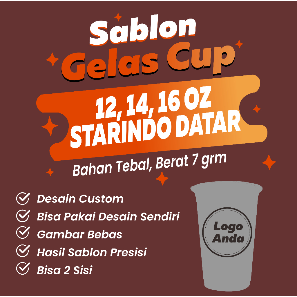 Jual Sablon Cup Starindo 12 OZ, 14 OZ DAN 16 Oz Tebal 7 gram, custom ...