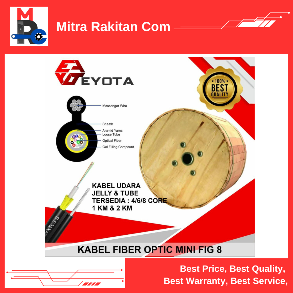 Jual Eyota Kabel FO 8 Core MIni FIG 8 Fiber Cable Plus Jelly Tube 1000 ...