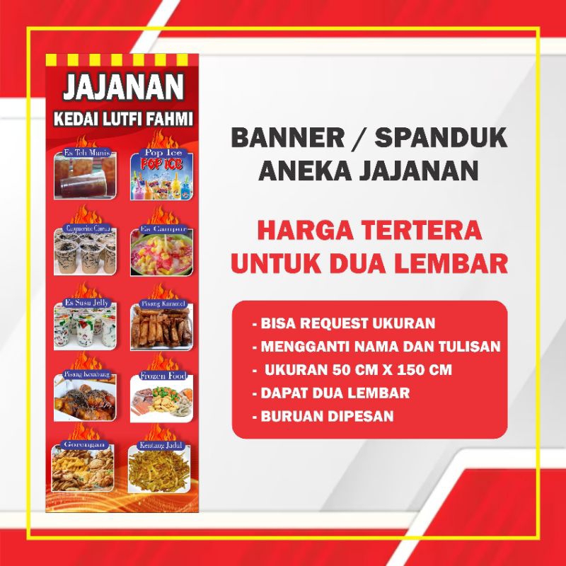 Jual BANNER / SPANDUK ANEKA JAJANAN 50 X 150 DUA LEMBAR | Shopee Indonesia