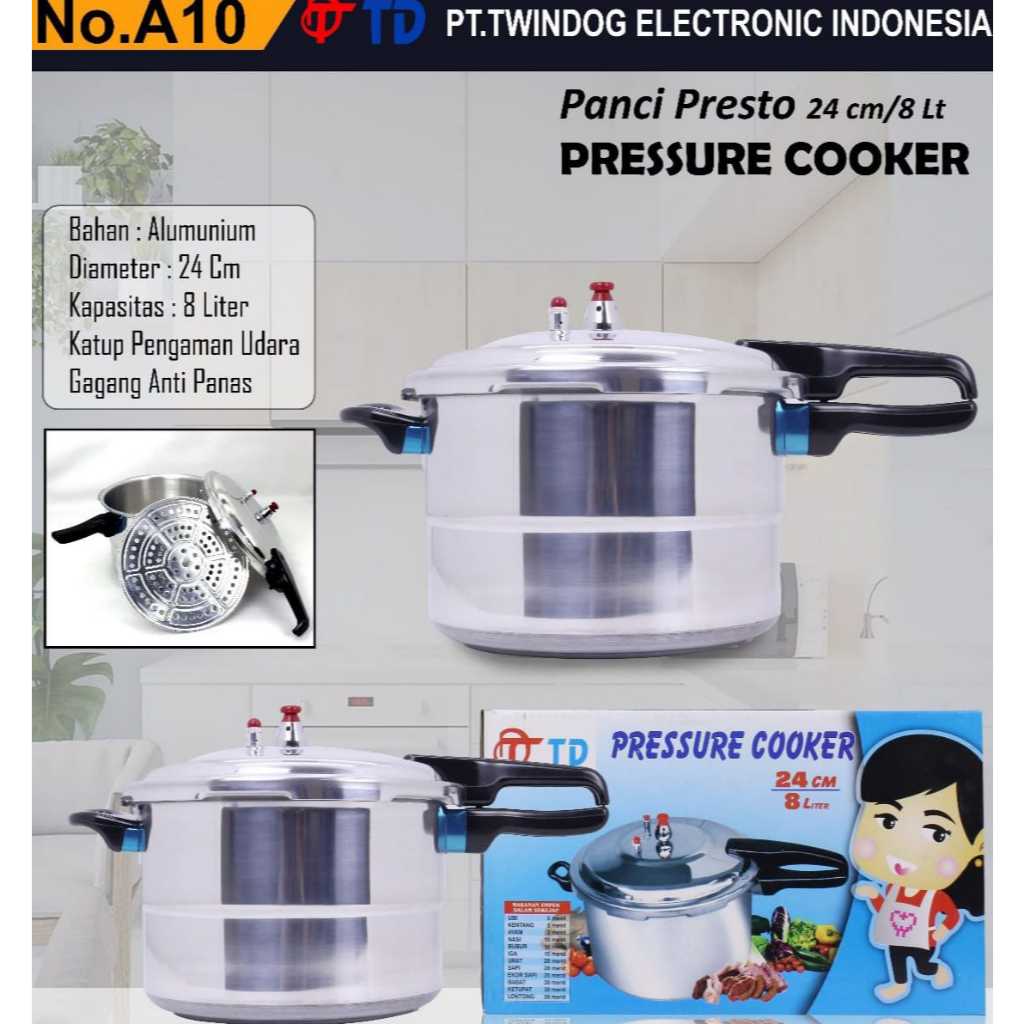 Jual Panci Presto 8 Liter , Pressure Cooker + Steamer , Kukusan 8 Liter | Shopee Indonesia