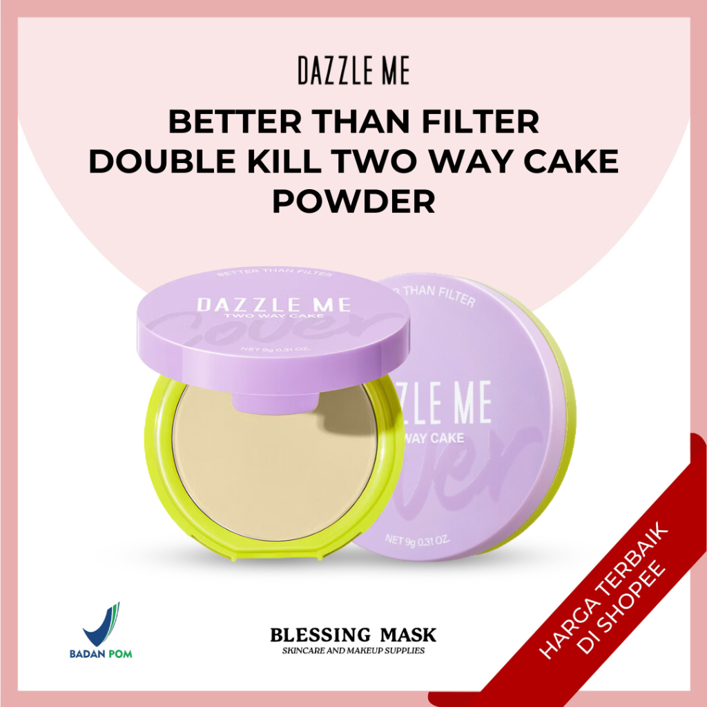 Jual DAZZLE ME Better Than Filter Two Way Cake Powder | TWC Pressed Matte Oil Absorbing Portable ...