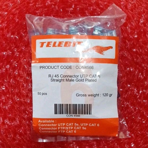 Jual Telebit Connector RJ45 UTP Cat6 Gold Plated | Shopee Indonesia