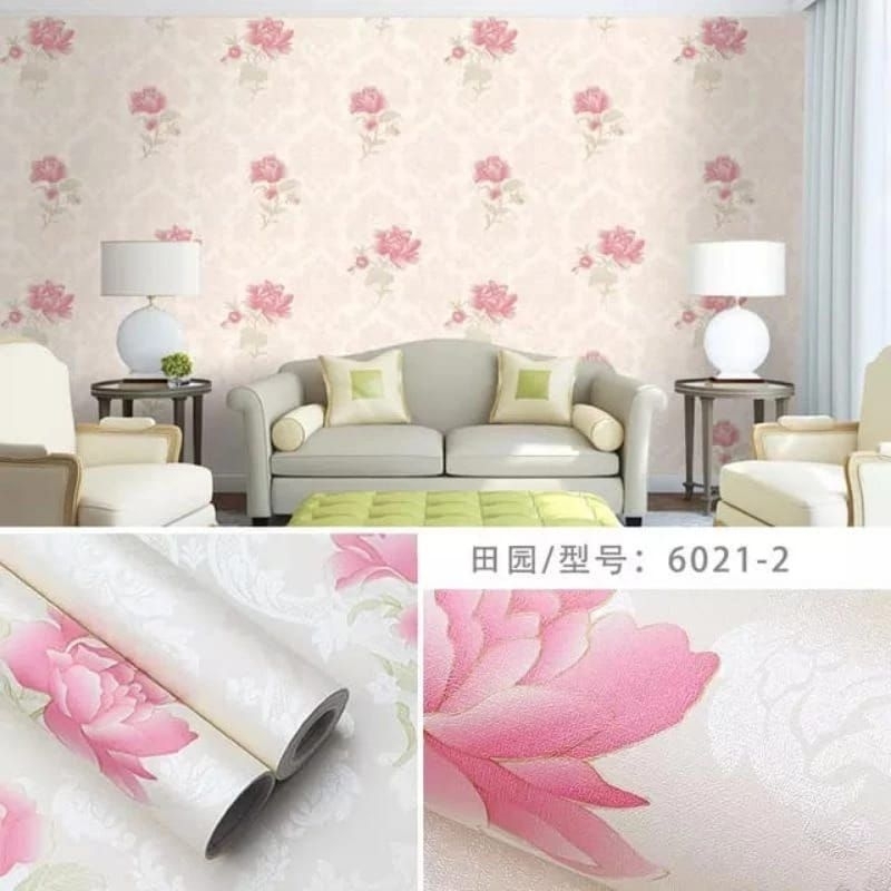 Jual Wallpaper Dinding Motif Bunga Dasar Cream (BISA COD) Wallpaper ...