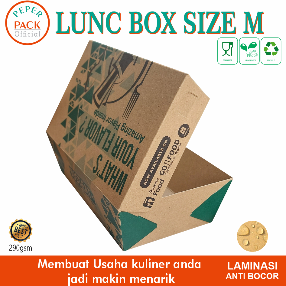 Jual Lunch Box craft motif hijau M isi 35/ Paper Kraft Coklat Hijau ...