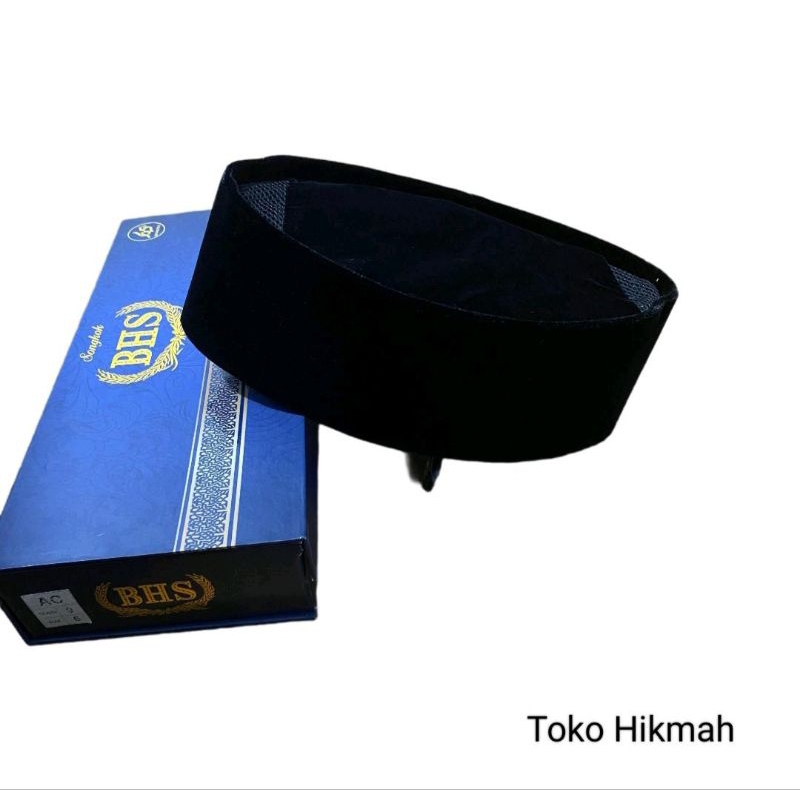 Jual Kopiah BHS Classic Songkok AC Peci Bludru Hitam Polos Tinggi 9 ...