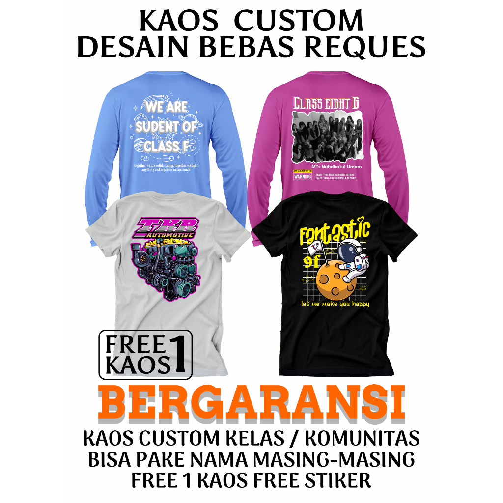 Jual KAOS CUSTOM KELAS / KAOS KOMUNITAS / BISA REQUS DESIGN / Bebas Ganti Foto dan Tulisan Bisa ...