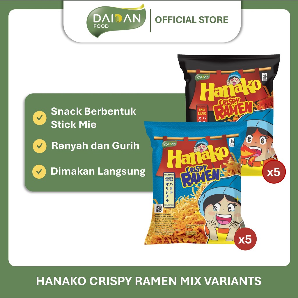 Jual Hanako Crispy Ramen Mix Variants Small Pack 10 pcs | Shopee Indonesia
