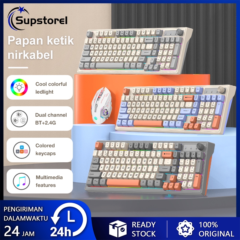 Jual K98 Keyboard Wireless Bluetooth Mechanical Feel Gaming 3 Mode ...