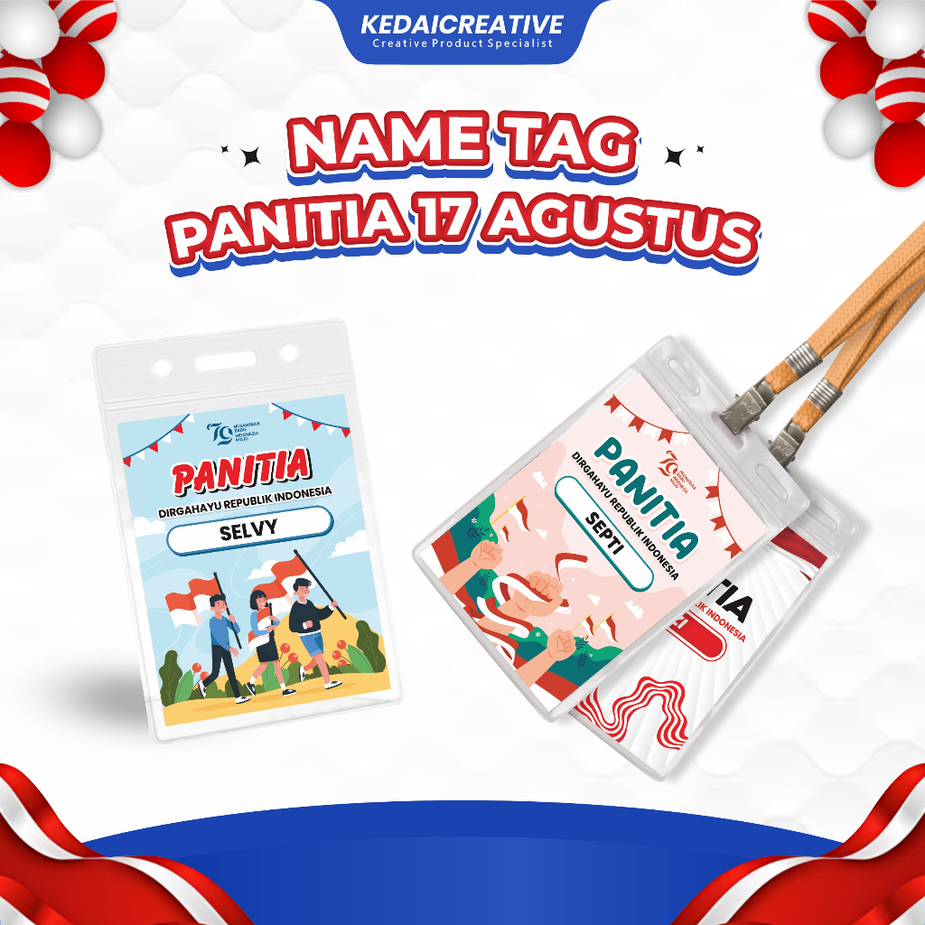 Jual Name Tag Id Card Tanda Pengenal Panitia Lomba 17 Agustus Dirgahayu ...