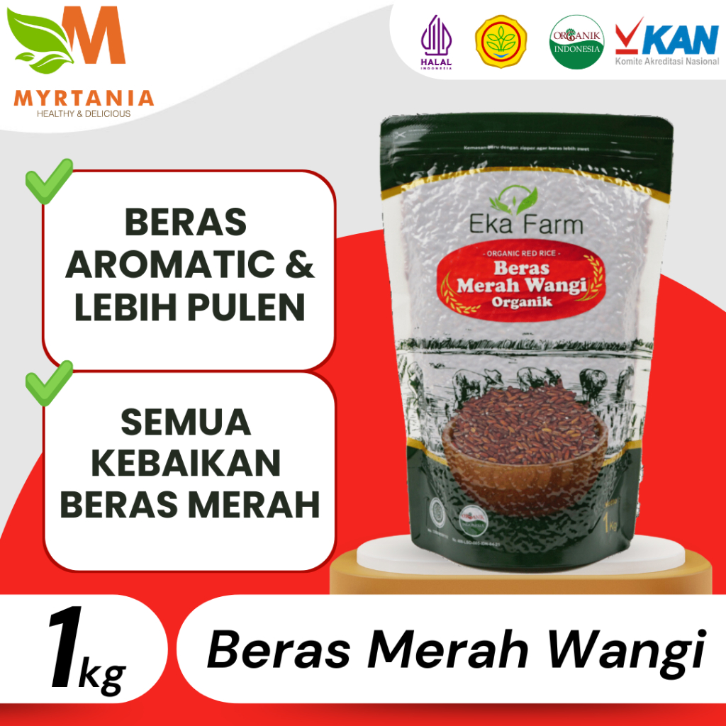 Jual Beras Merah Wangi Organik Eka Farm Kemasan 1 kg Vakum | Shopee ...