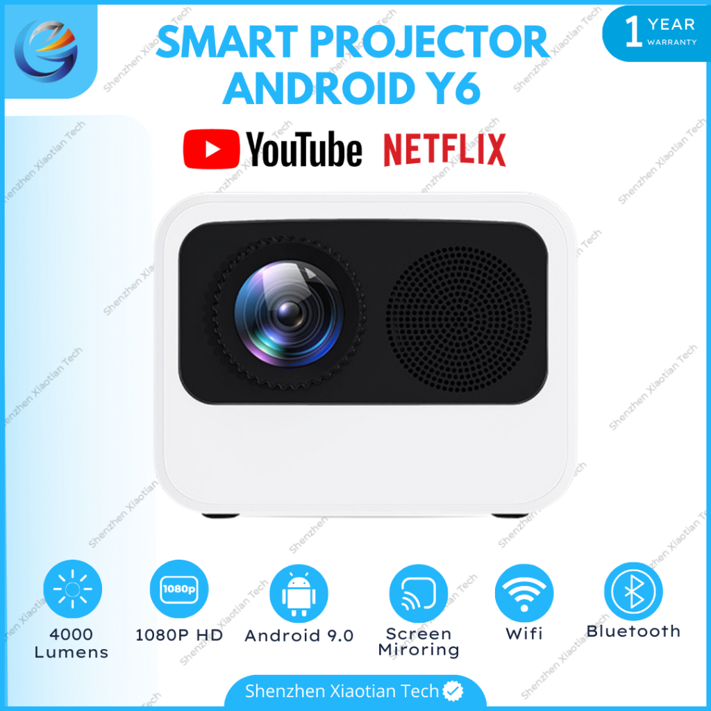 Jual Smart Proyektor Y6 Proyektor TV Digital Android 4000 Lumens ...