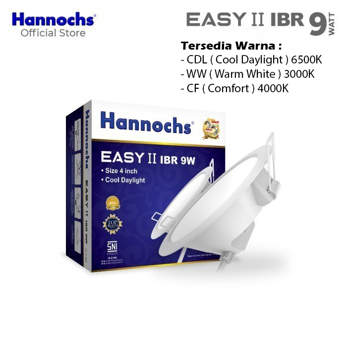 Jual Lampu LED HANNOCHS Panel Downlight EASY II 9W IBR Inbow Bulat Cahaya Cool Daylight Warm ...